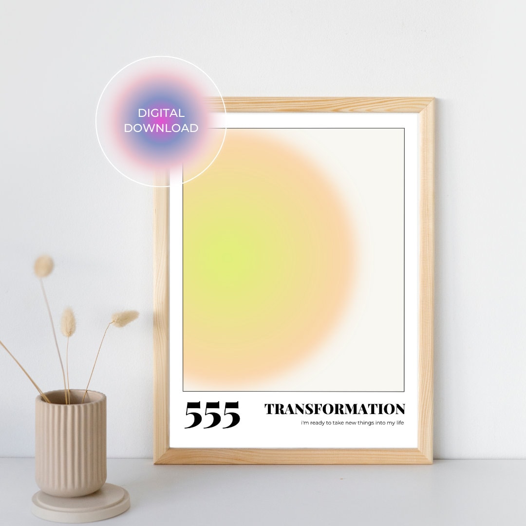 Aura Angel Number Poster 555 Instant Printable Download Orange Gradient ...