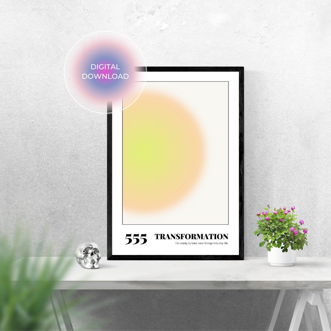 Aura Angel Number Poster 555 Instant Printable Download Orange Gradient ...