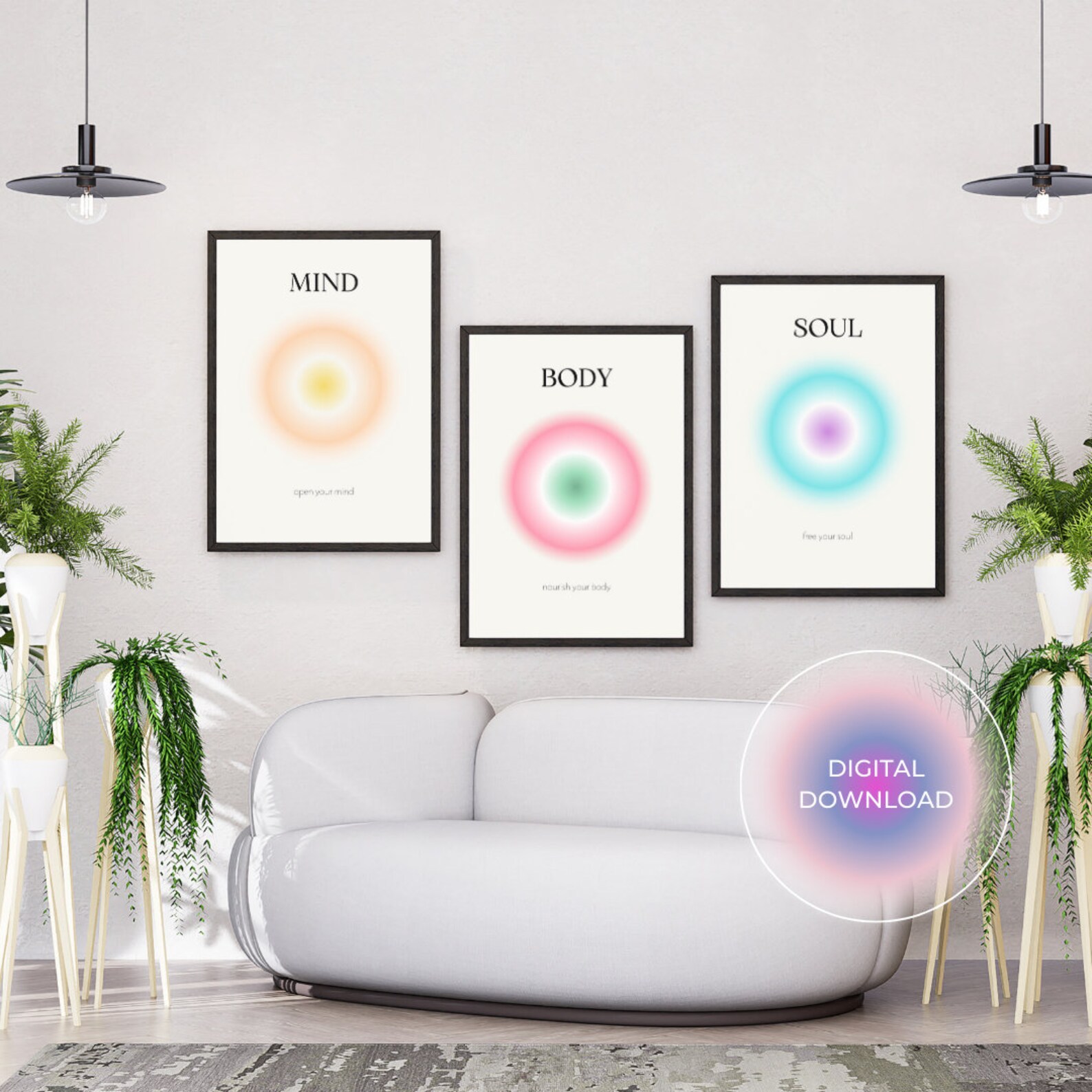 Set of 3 Mind Body Soul Posters Aesthetic Homedecor Healing Poster ...