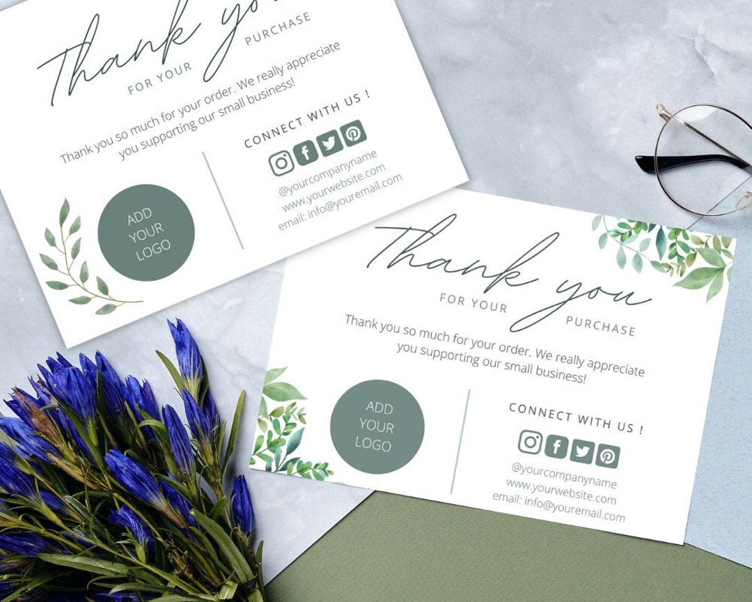 Thank You Card Editable Canva Small Business Template Printable Instant ...