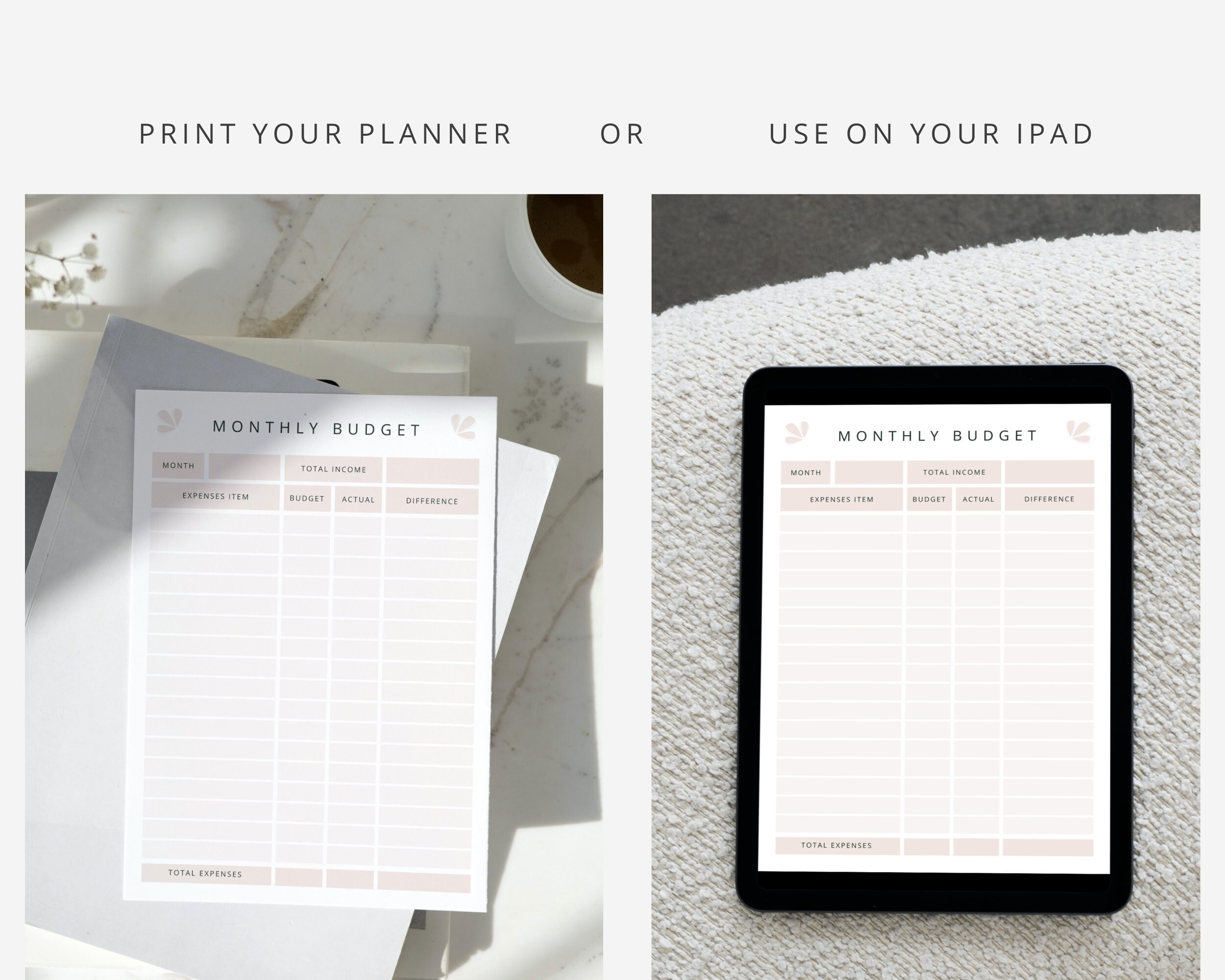 Monthly Budget Planner | Printable | iPad | Finance Overview ...