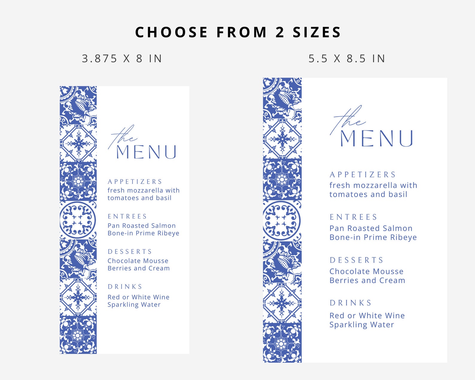 Italian Blue Tile Menu Set | Mediterranean | Amalfi Coast | Positano ...