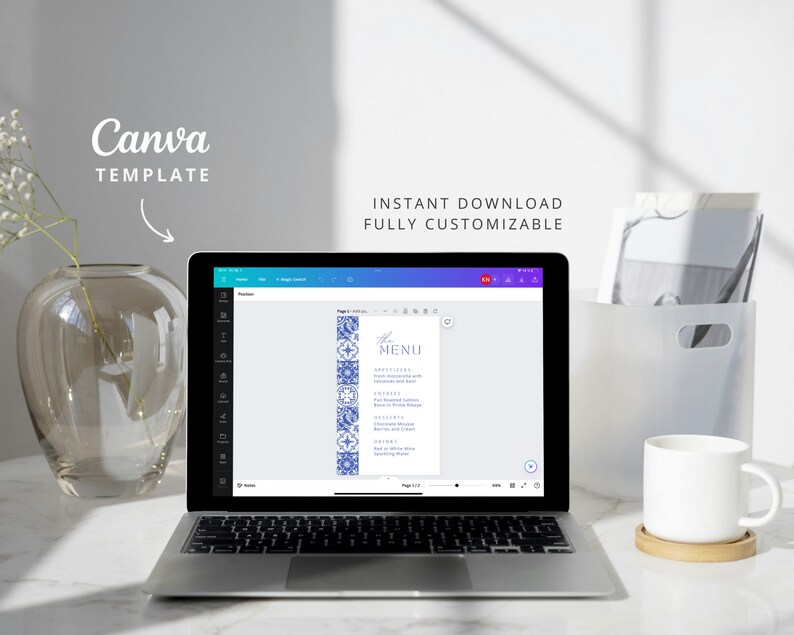 Italian Blue Tile Menu Set | Mediterranean | Amalfi Coast | Positano ...