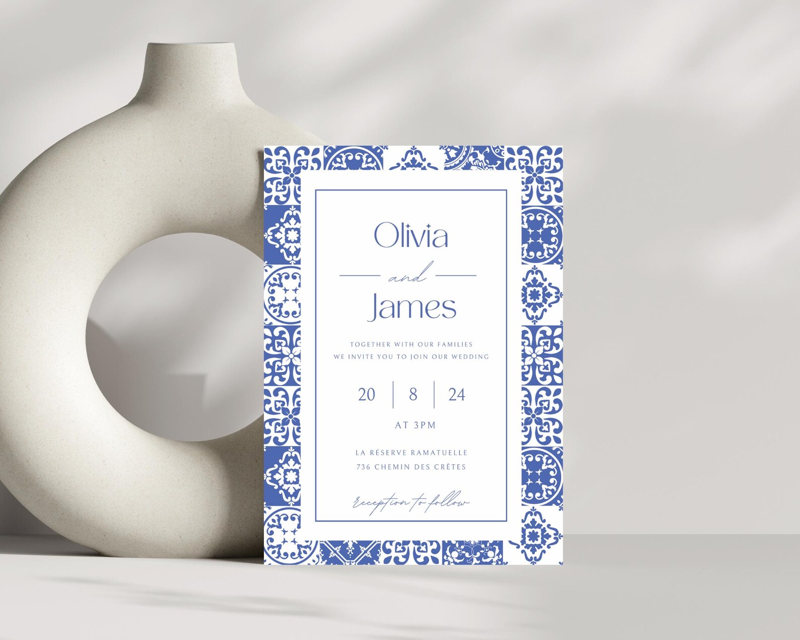 Italian Blue Tile Wedding Invitation | Mediterranean | Amalfi Coast ...