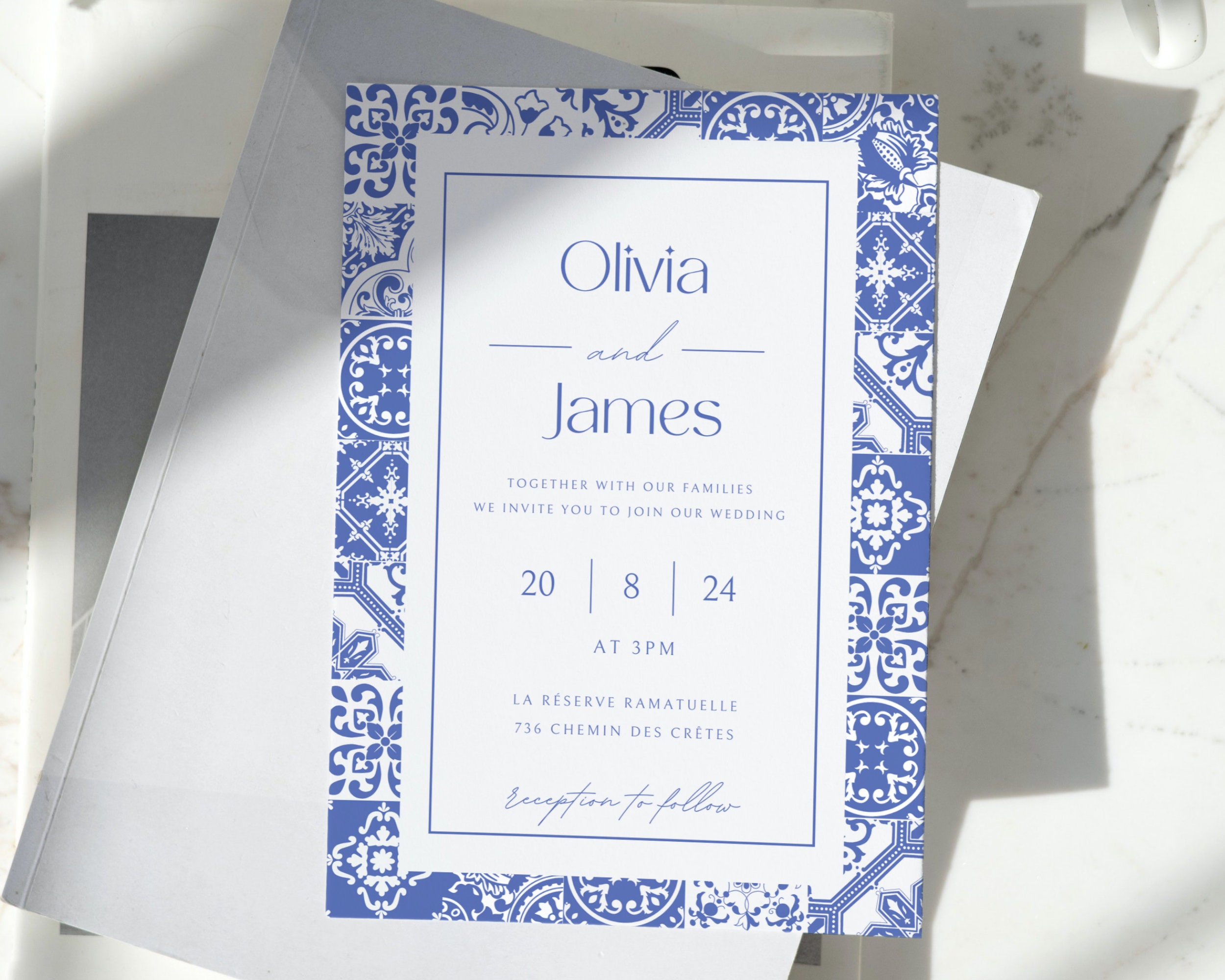 Italian Blue Tile Wedding Invitation | Mediterranean | Amalfi Coast ...