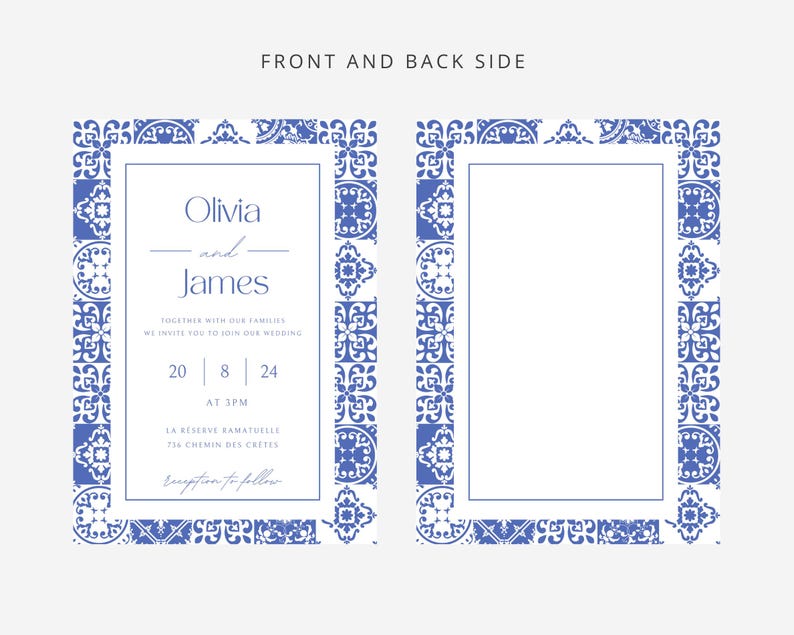 Italian Blue Tile Wedding Invitation | Mediterranean | Amalfi Coast ...