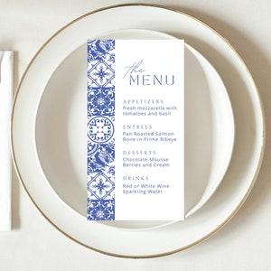 Italian Blue Tile Menu Set | Mediterranean | Amalfi Coast | Positano ...