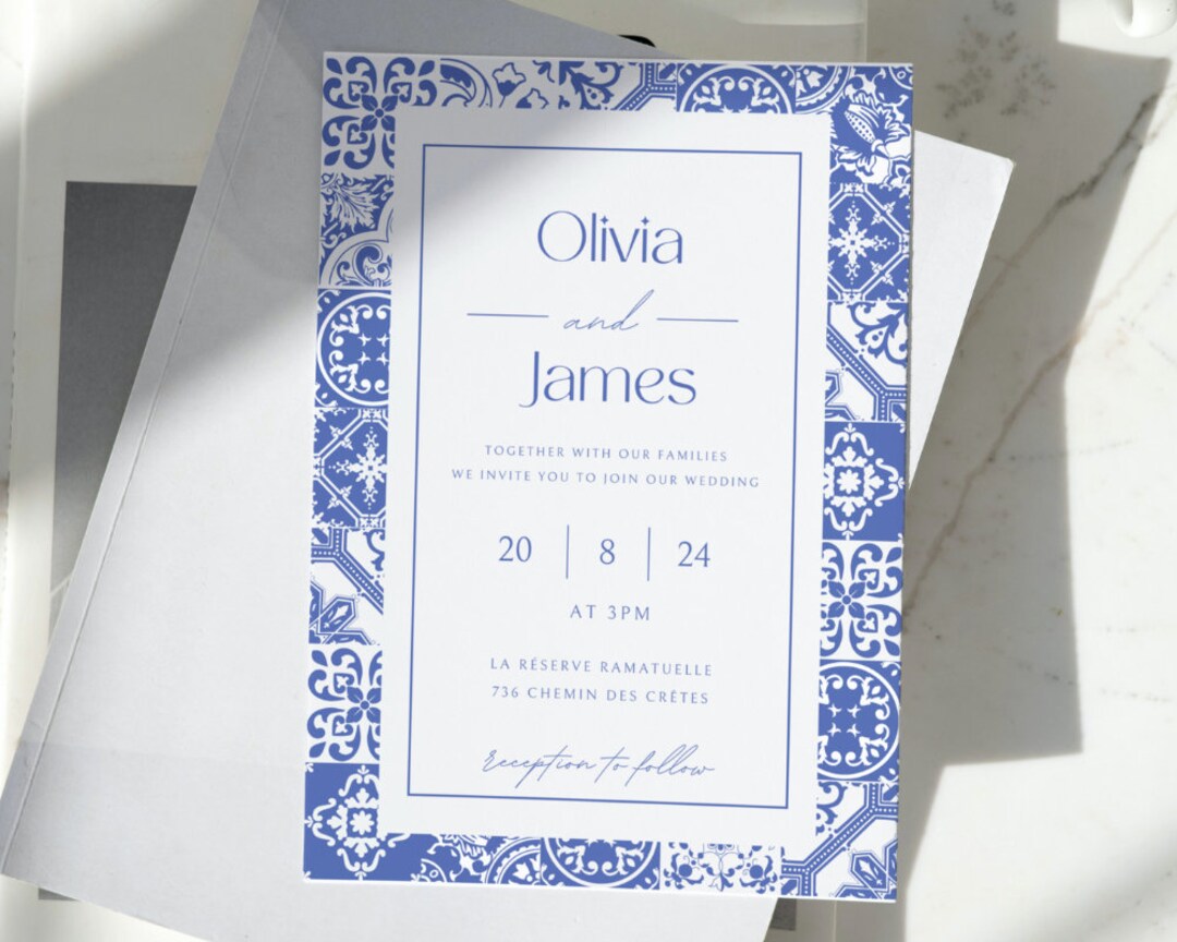 Italian Blue Tile Wedding Invitation Mediterranean Amalfi - Etsy
