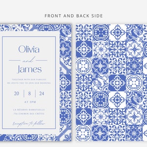 Italian Blue Tile Wedding Invitation Mediterranean Amalfi Coast ...