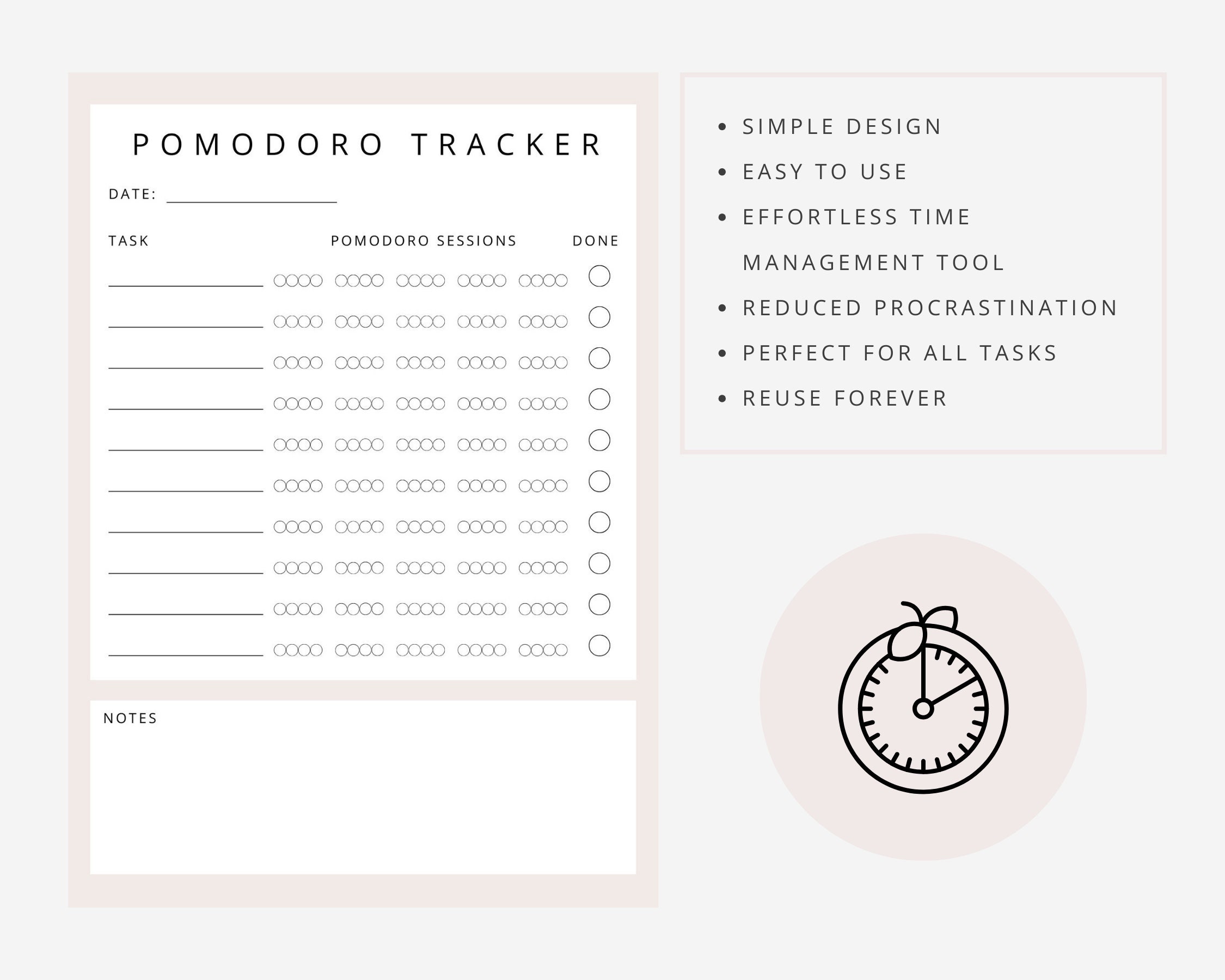 Pomodoro Tracker | Printable | Productivity Planner | iPad | Study ...