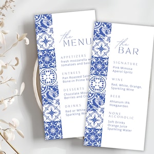 Italian Blue Tile Menu Set | Mediterranean | Amalfi Coast | Positano ...