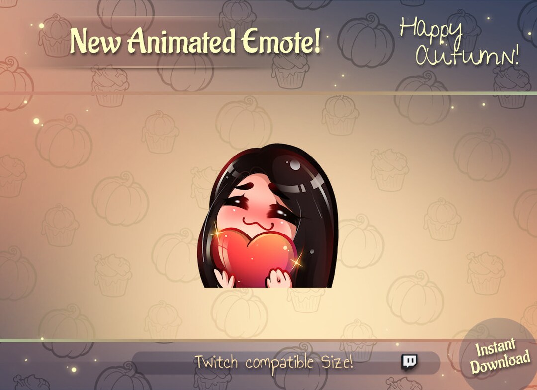 Animated Heart Emote / Black Hair Girl Twitch Emote / Youtube Emote ...