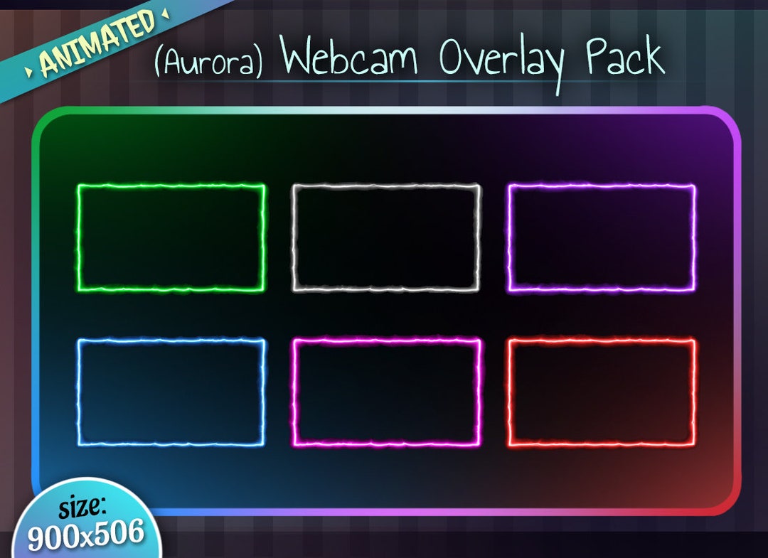 6 Webcam Overlay / Webcam Frame - Neon Aurora in 6 Colors / Custom ...