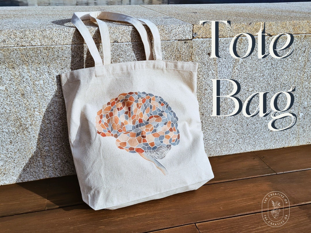 Watercolor Brain Illustration Canvas Tote Bag | Med Student Gift - Etsy