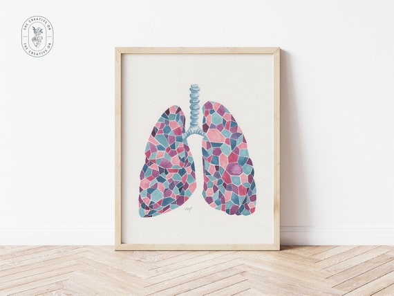 Mosaic Lungs Watercolor Print Anatomy Art Lungs Painting - Etsy