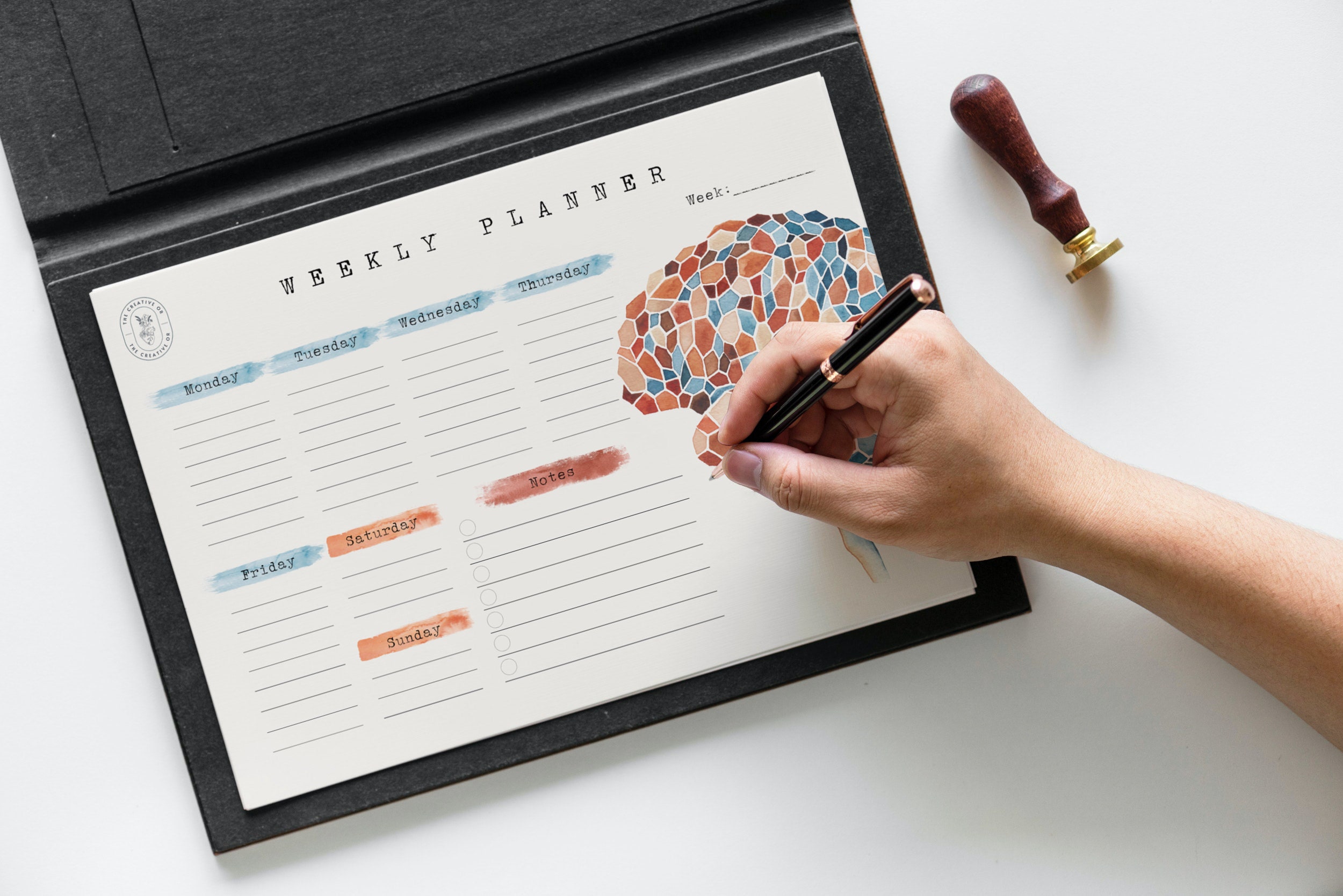 Weekly Planner Printable Landscape Brain Weekly Organizer Art Digital ...