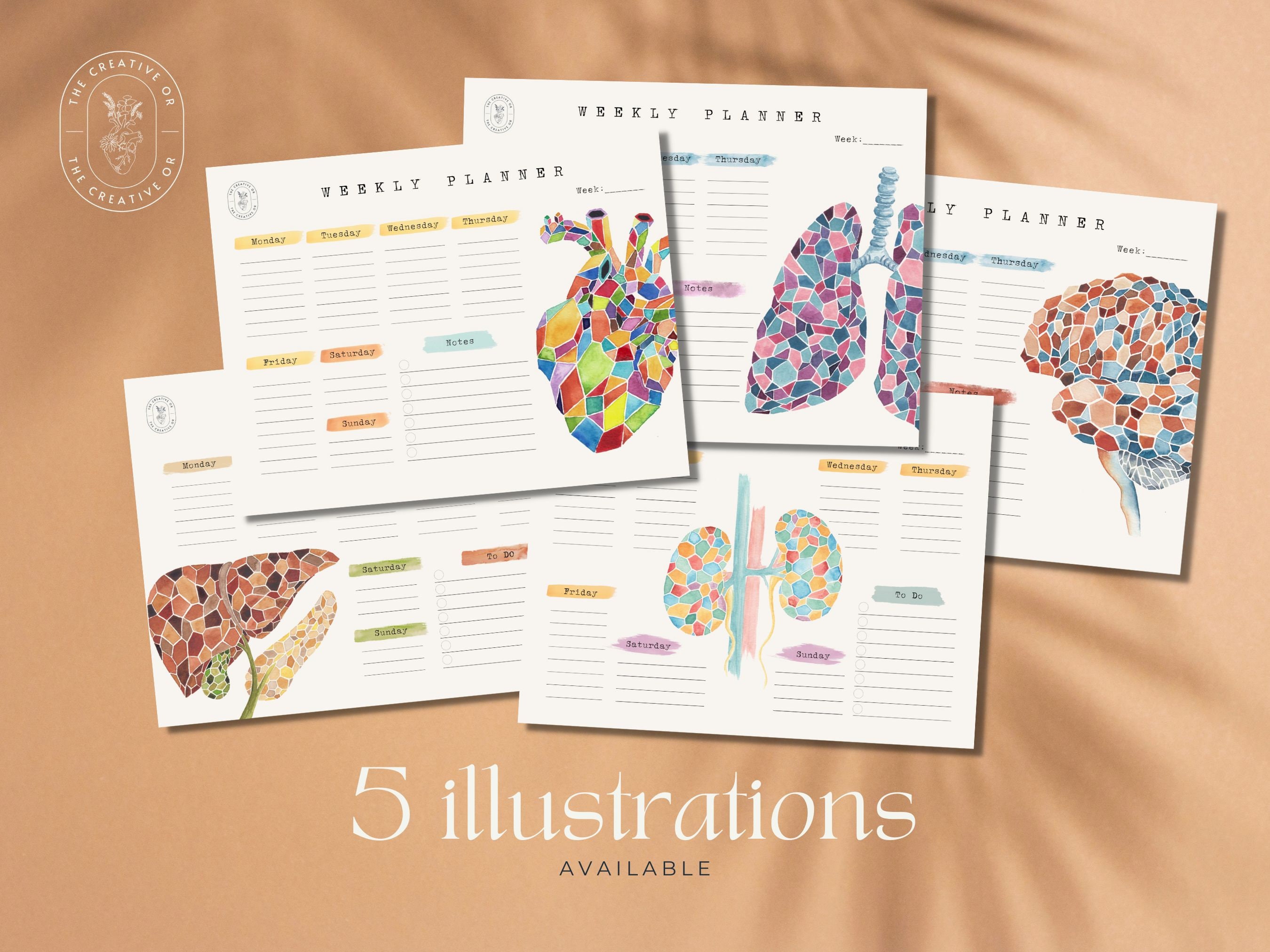 Weekly Planner Printable Landscape Heart Weekly Organizer - Etsy