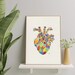 Mosaic Heart Watercolor Print, Anatomy Art, Heart Painting, Medical ...