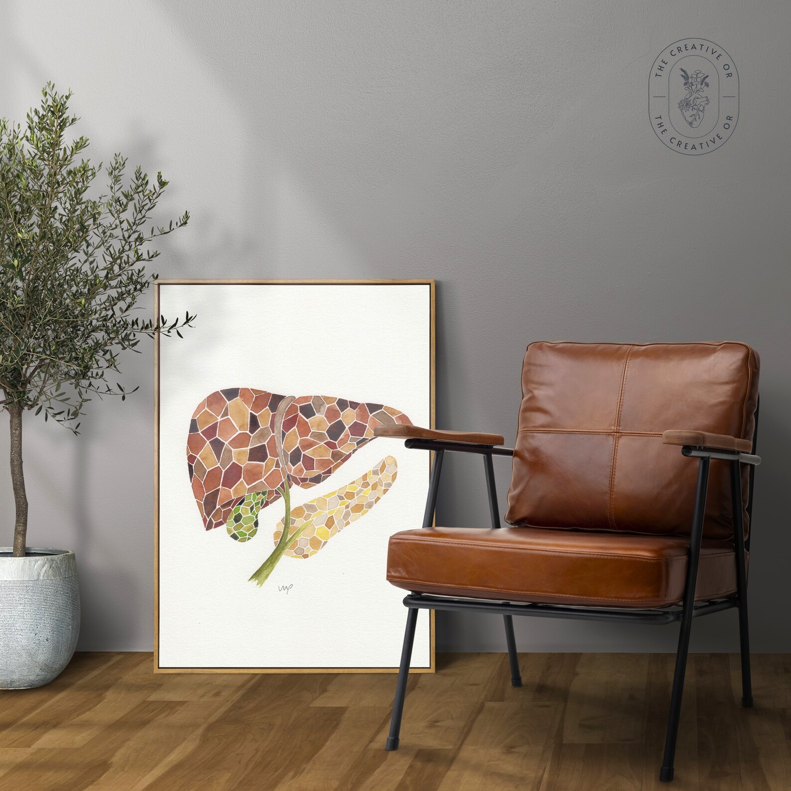 Mosaic Liver, Galbladder, Pancreas Watercolor Print, Anatomy Art, Liver ...