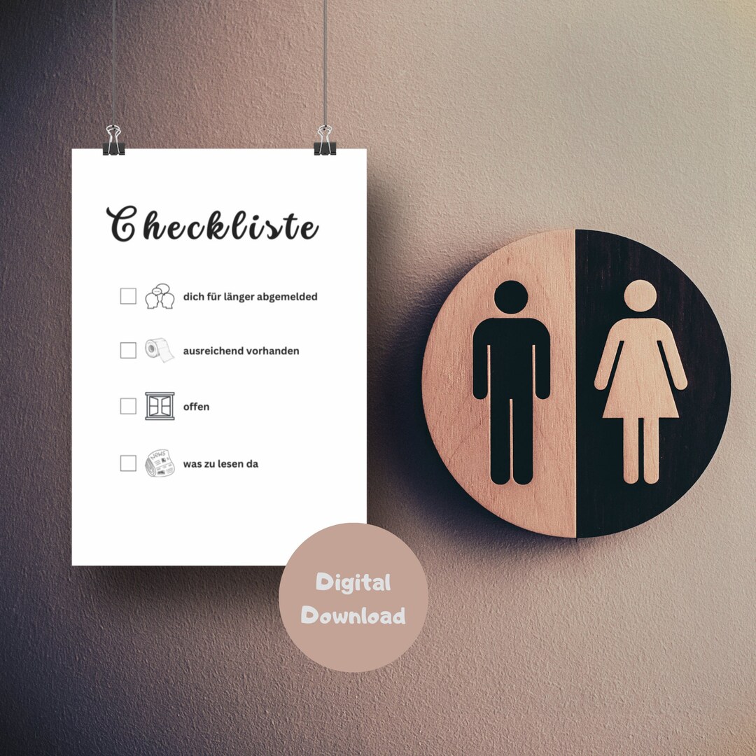Bathroom Checklist as a Digital Download Saying for Bathrooms, Guest ...
