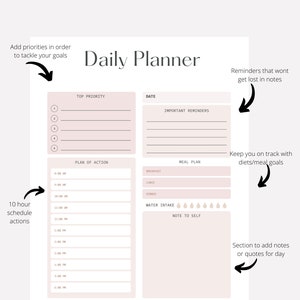 BUNDLE Daily Planner, Instant Download, Daily Schedule, 5 Page ...
