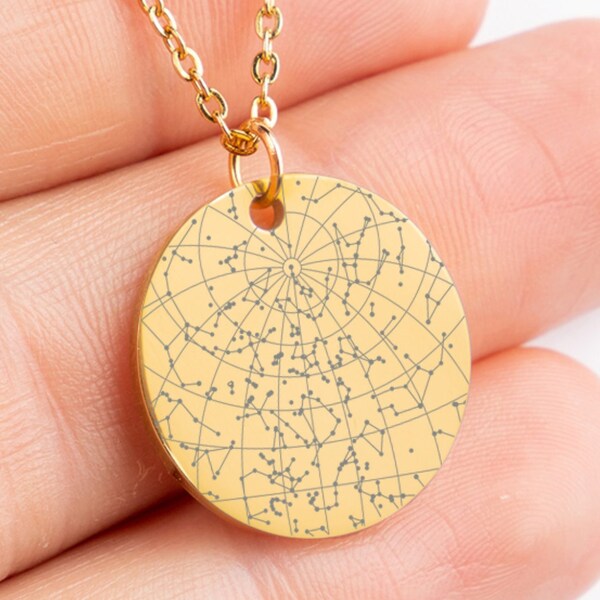 Custom Star Map Necklace, Personalized Date Place and Location Night ...