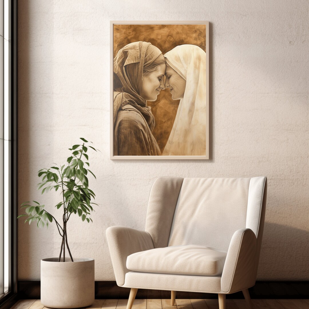 Virgin Mary and Cousin Elizabeth Poster, Joyful Biblical Narrative ...