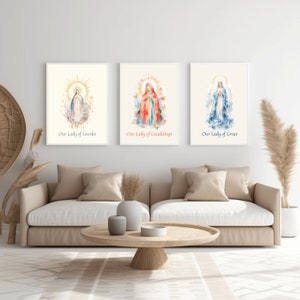Traditional Catholic Icon Set of 9 Virgin Mary Paintings, Our Lady of ...