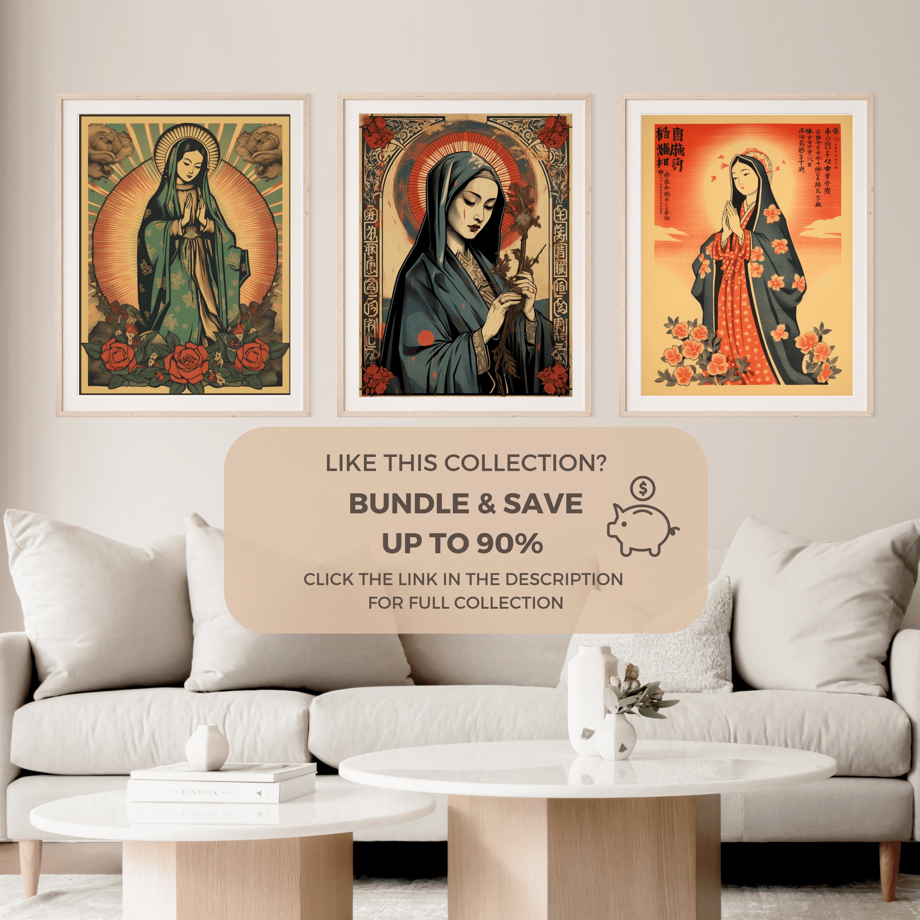 Japanese Our Lady of Sorrows Vintage Poster, Asian Title of Virgin Mary ...