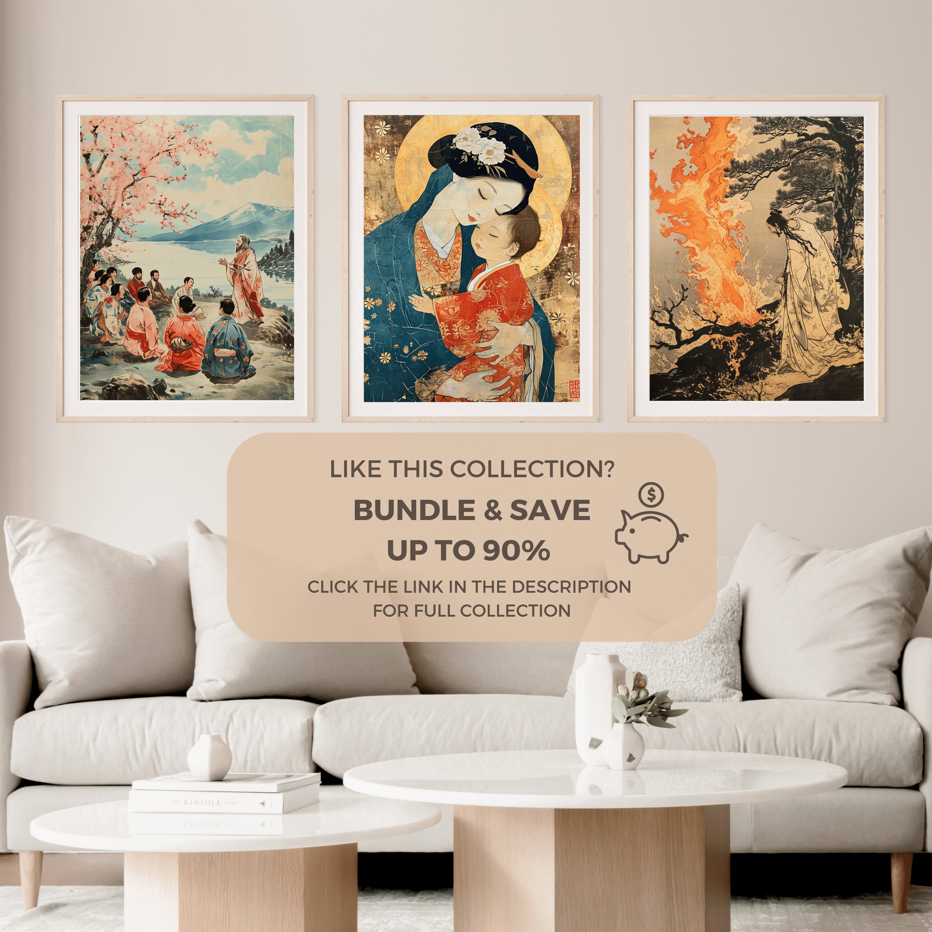 Japanese Vintage Madonna and the Child Jesus Christ Illustration by Ito ...