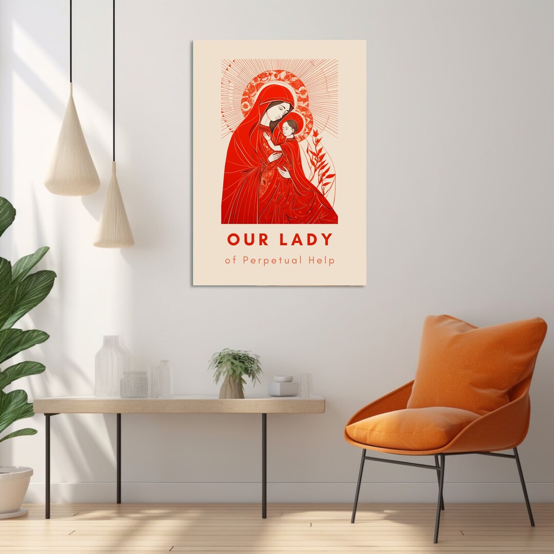 Minimalist Virgin Mary Painting Our Lady of Perpetual Help, Traditional ...