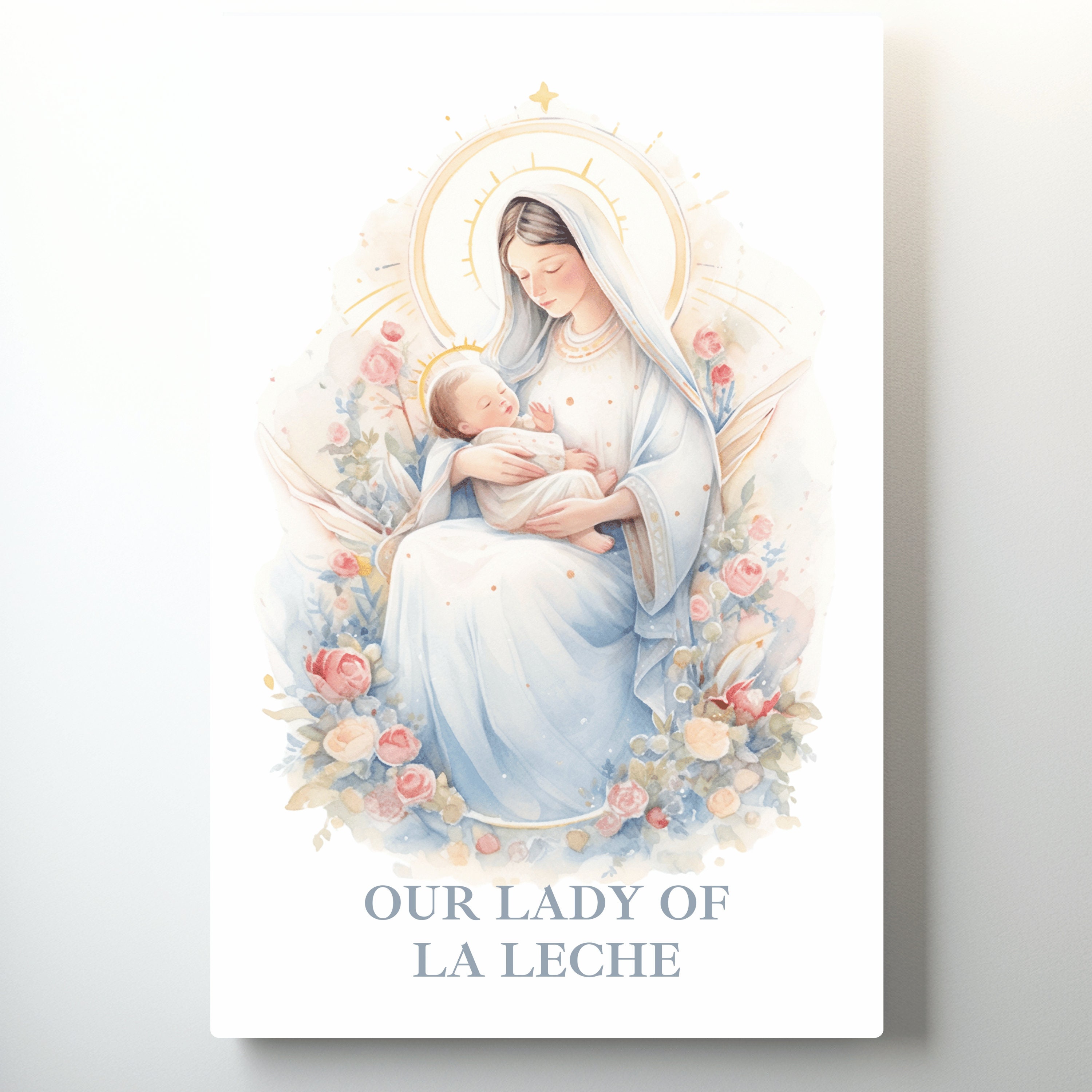 Watercolor Our Lady of La Leche Poster, Catholic Printable Blessed ...