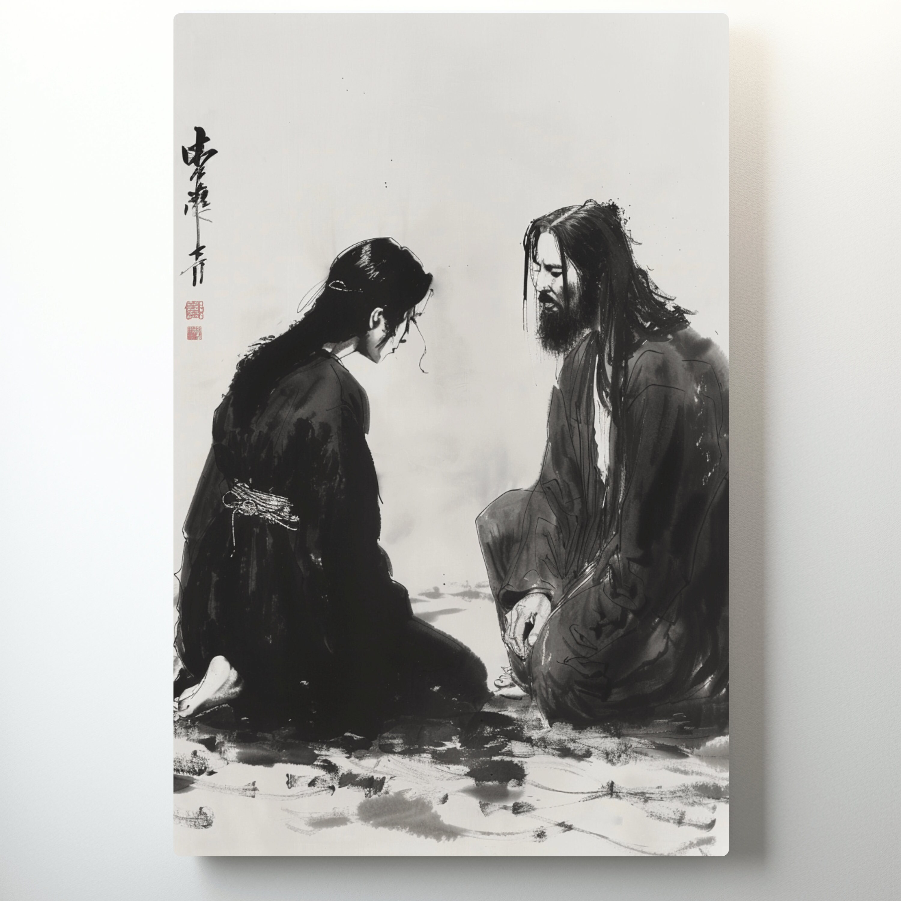 Mary Magdalene Repentance Kneeling Jesus Portrait, Expressive Black ...