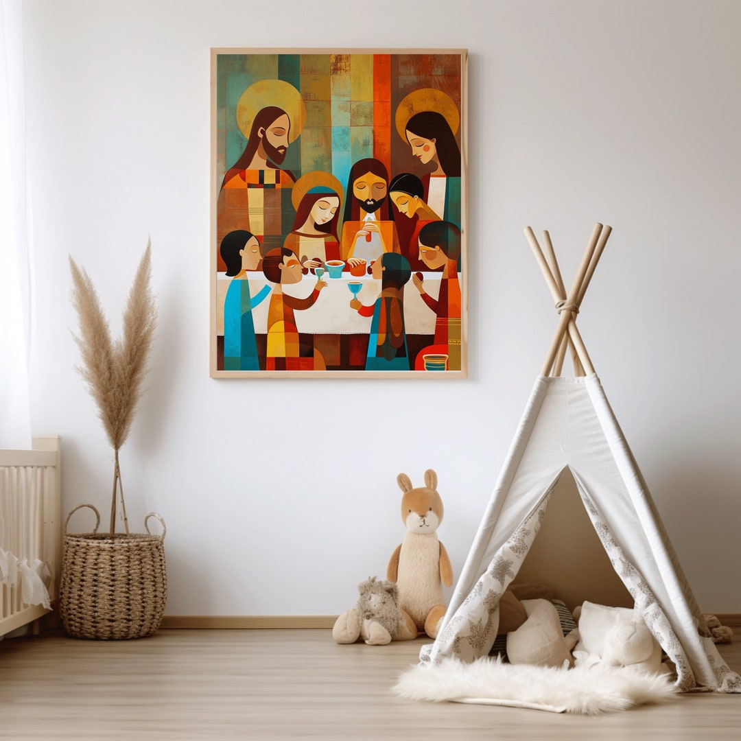 The Last Supper Nursery Poster, Printable Church Preschool Bible Scene ...