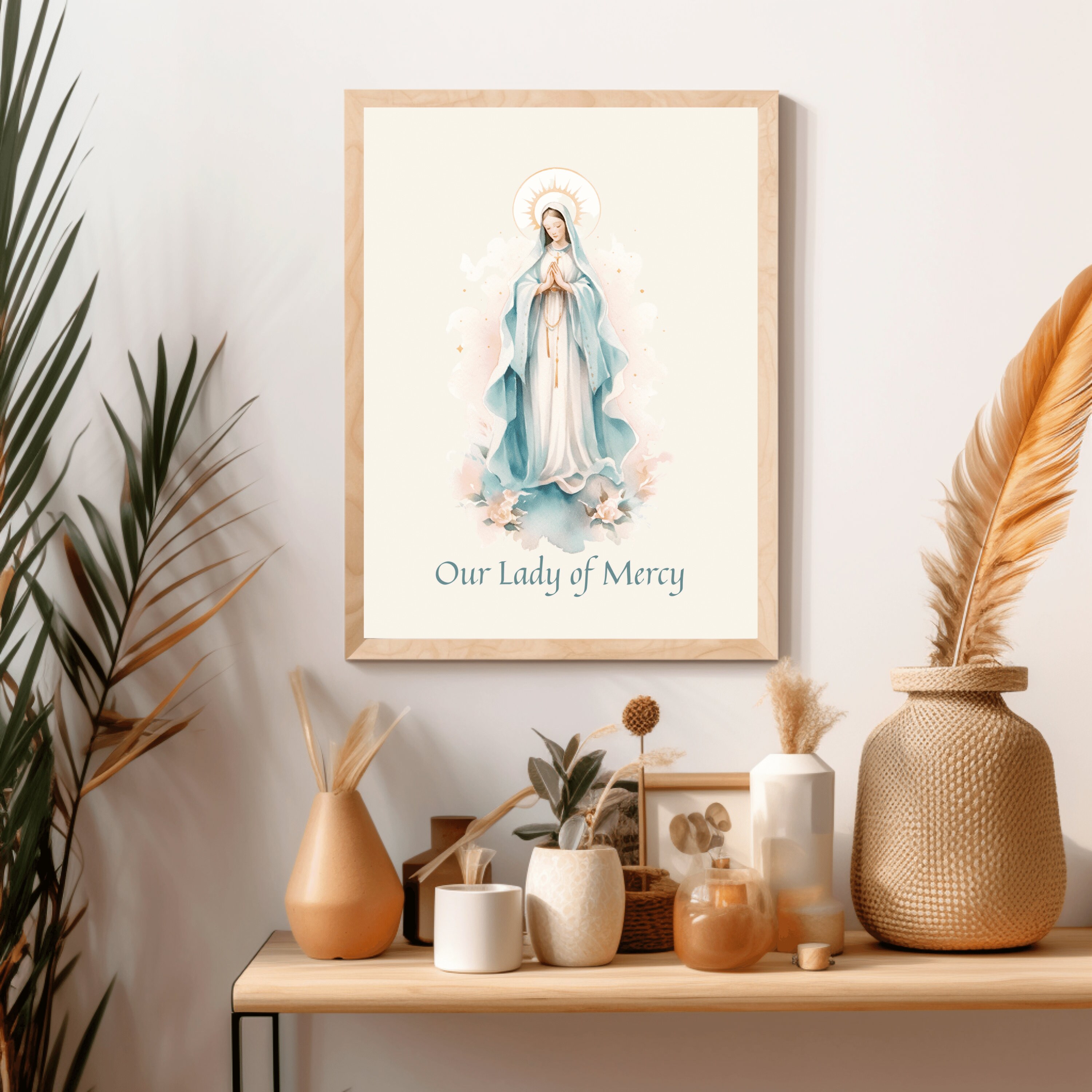 Our Lady of Mercy Modern Christian Art, Blessed Mother of Mercy Divine ...