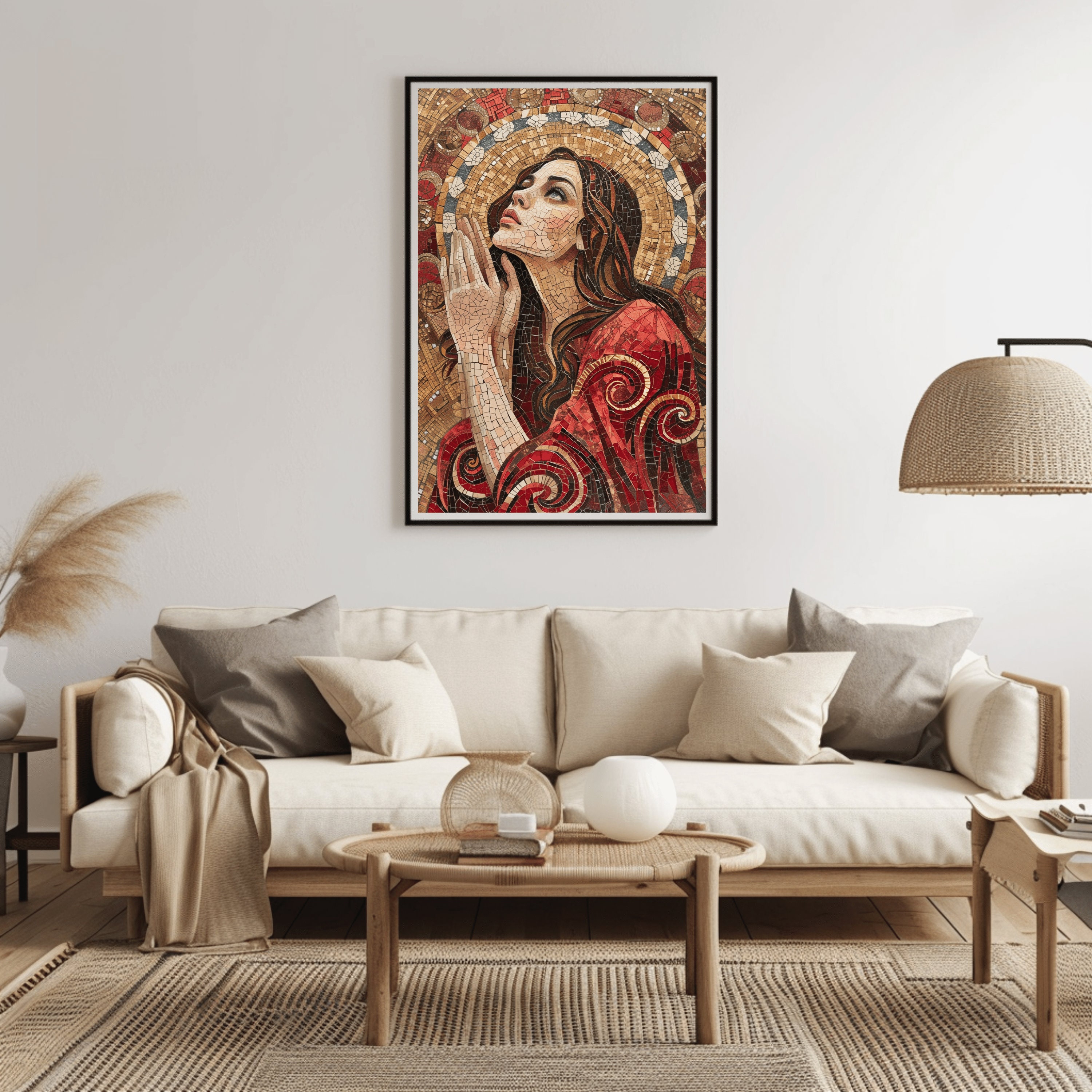 Mary Magdalene in Prayer Mosaic Poster, Geometric Printable Jesus Wife ...