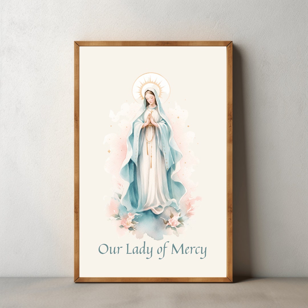 Our Lady of Mercy Modern Christian Art, Blessed Mother of Mercy Divine ...