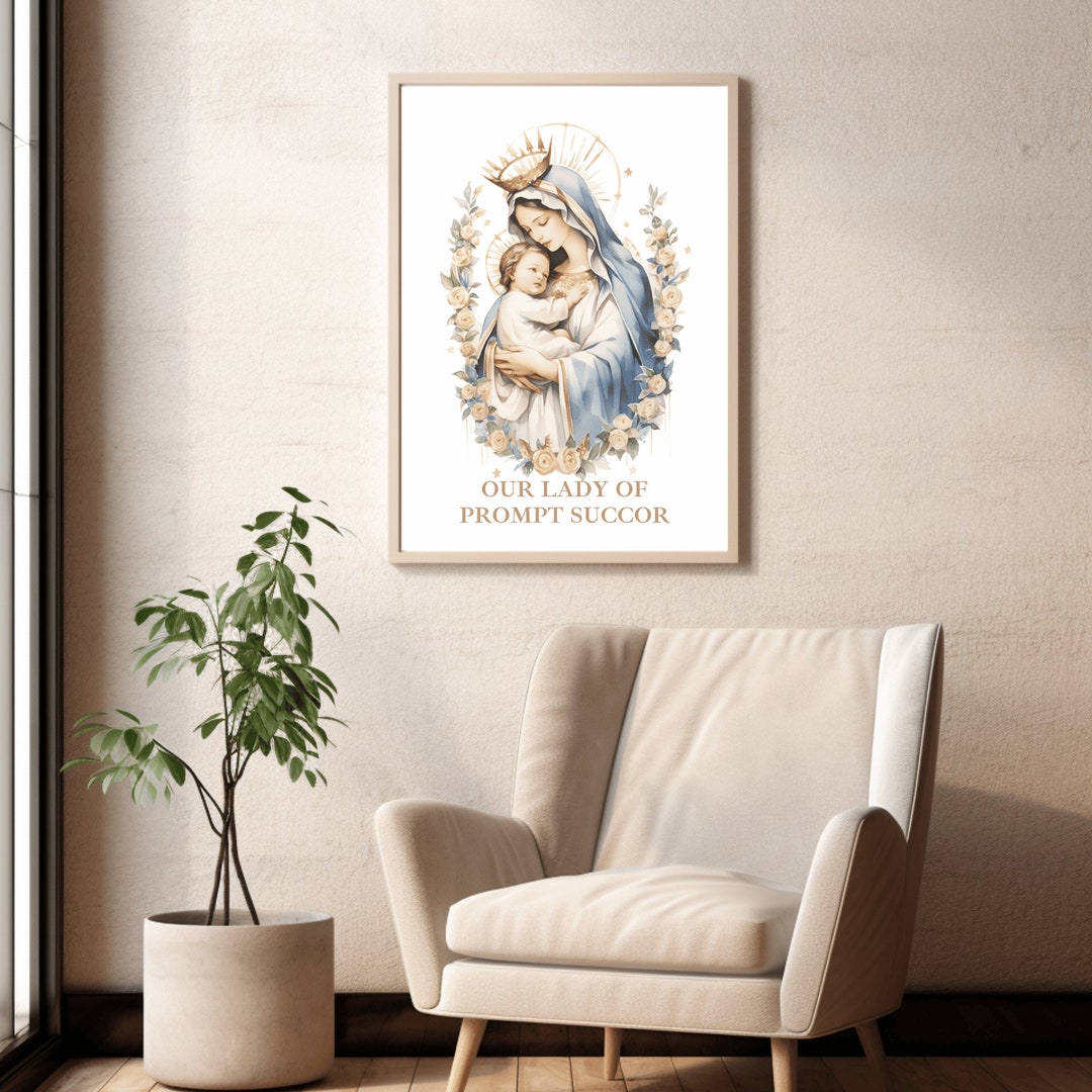 Watercolor Our Lady of Prompt Succor Wall Poster, Printable Catholic ...