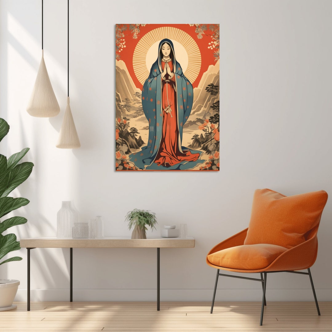 Asian Our Lady of Lourdes Catholic Art Print, Blessed Virgin Mary ...
