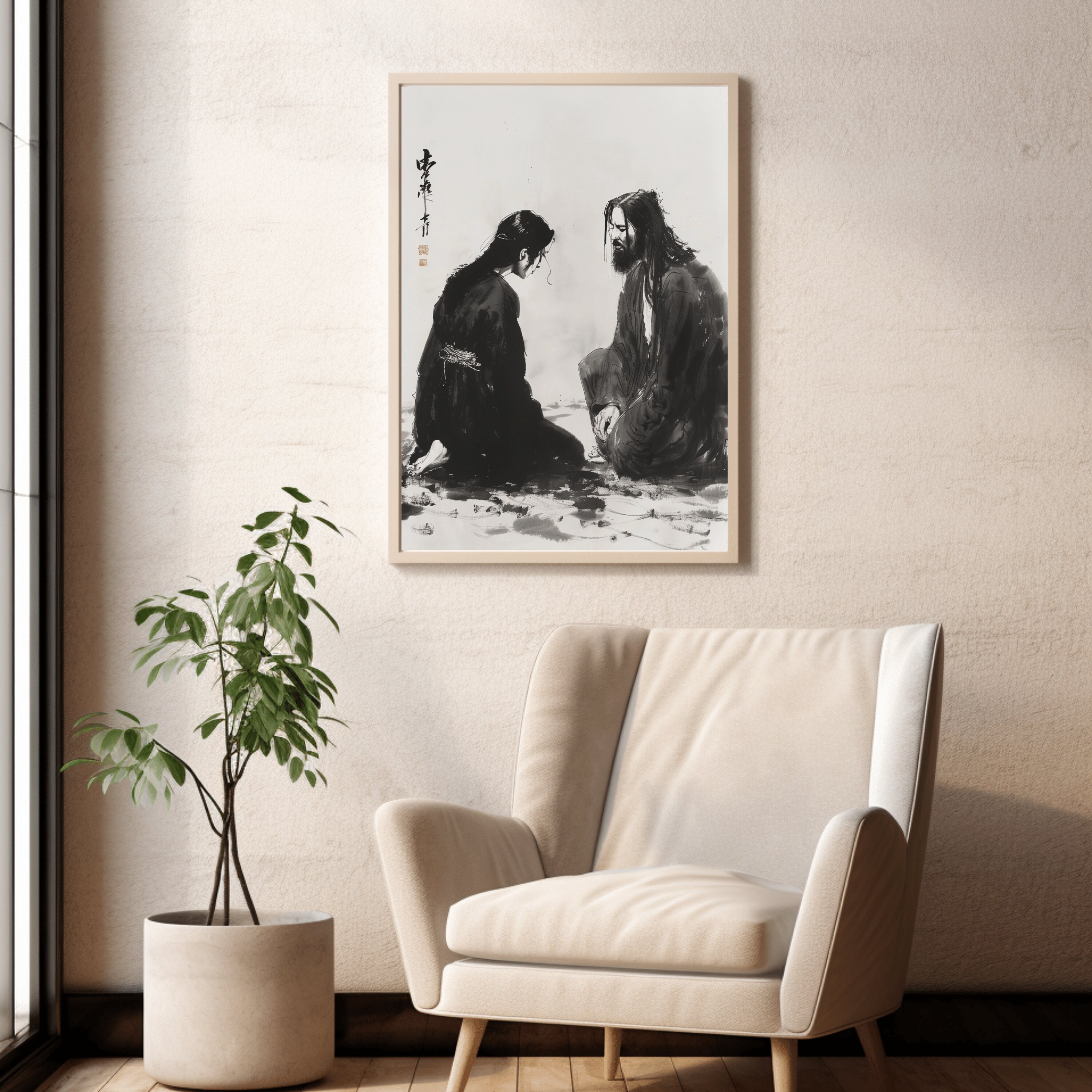 Mary Magdalene Repentance Kneeling Jesus Portrait, Expressive Black ...