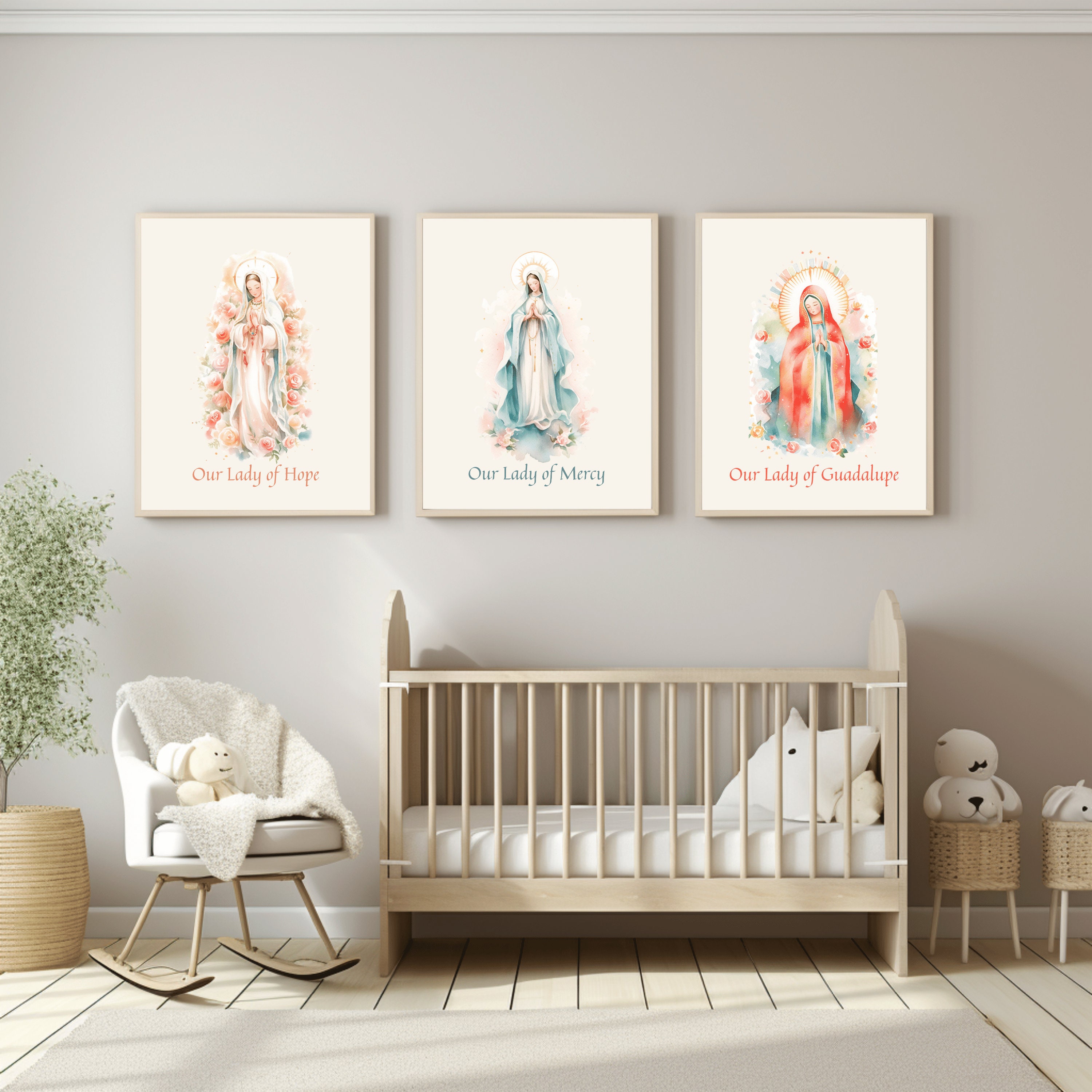 Our Lady of Mercy Modern Christian Art, Blessed Mother of Mercy Divine ...