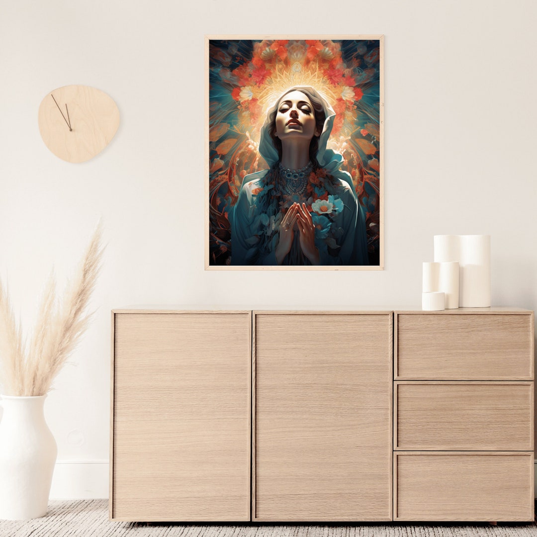 Heavenly Virgen De Guadalupe Mexican Folk Art, Godly Saint Virgin Mary ...