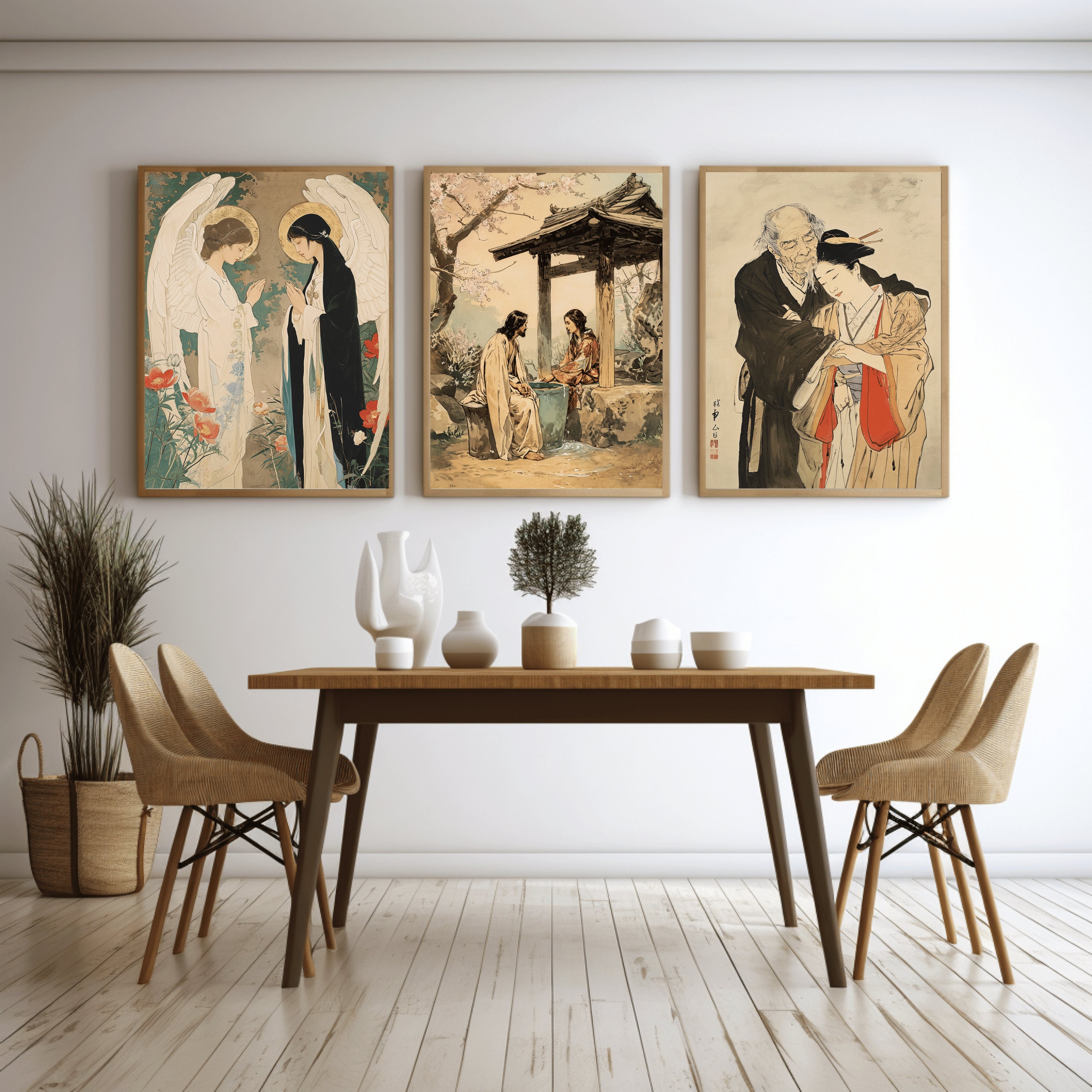 Japanese Jesus and Samaritan Woman at the Well, John 4 Bible Verse ...