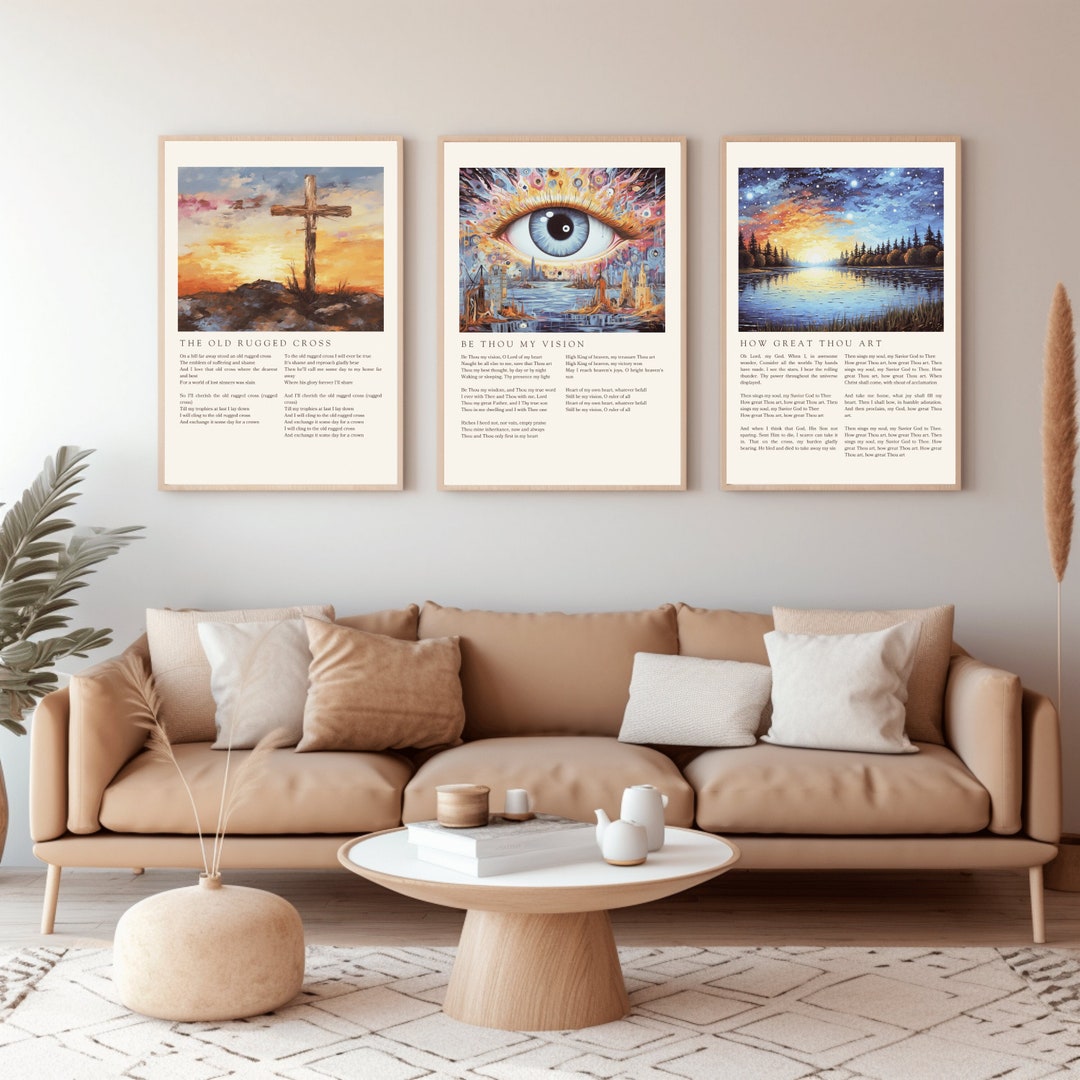 Claude Monet Song Lyrics Hymn Wall Art Modern Christian Art Set of 3 ...