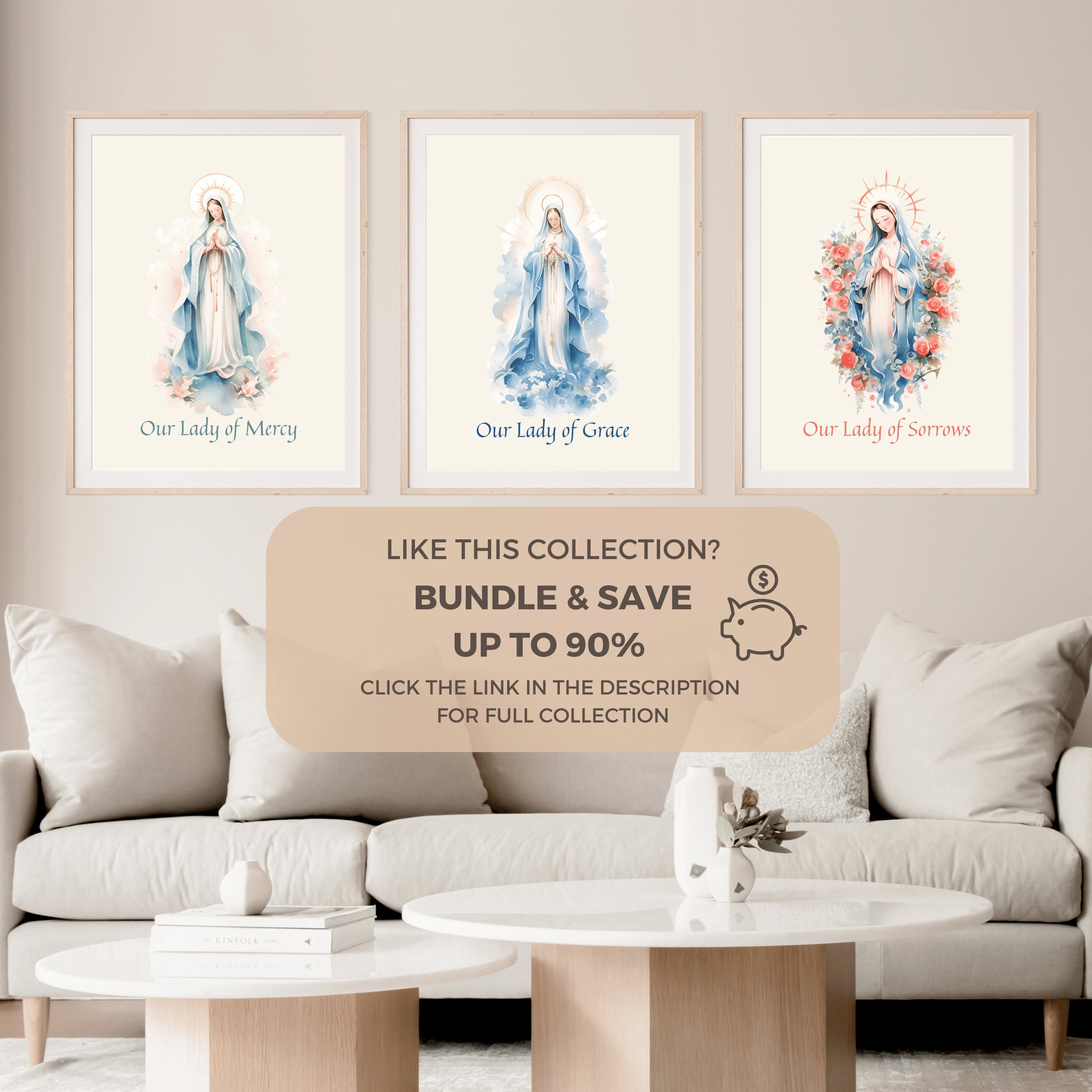 Our Lady of Mercy Modern Christian Art, Blessed Mother of Mercy Divine ...