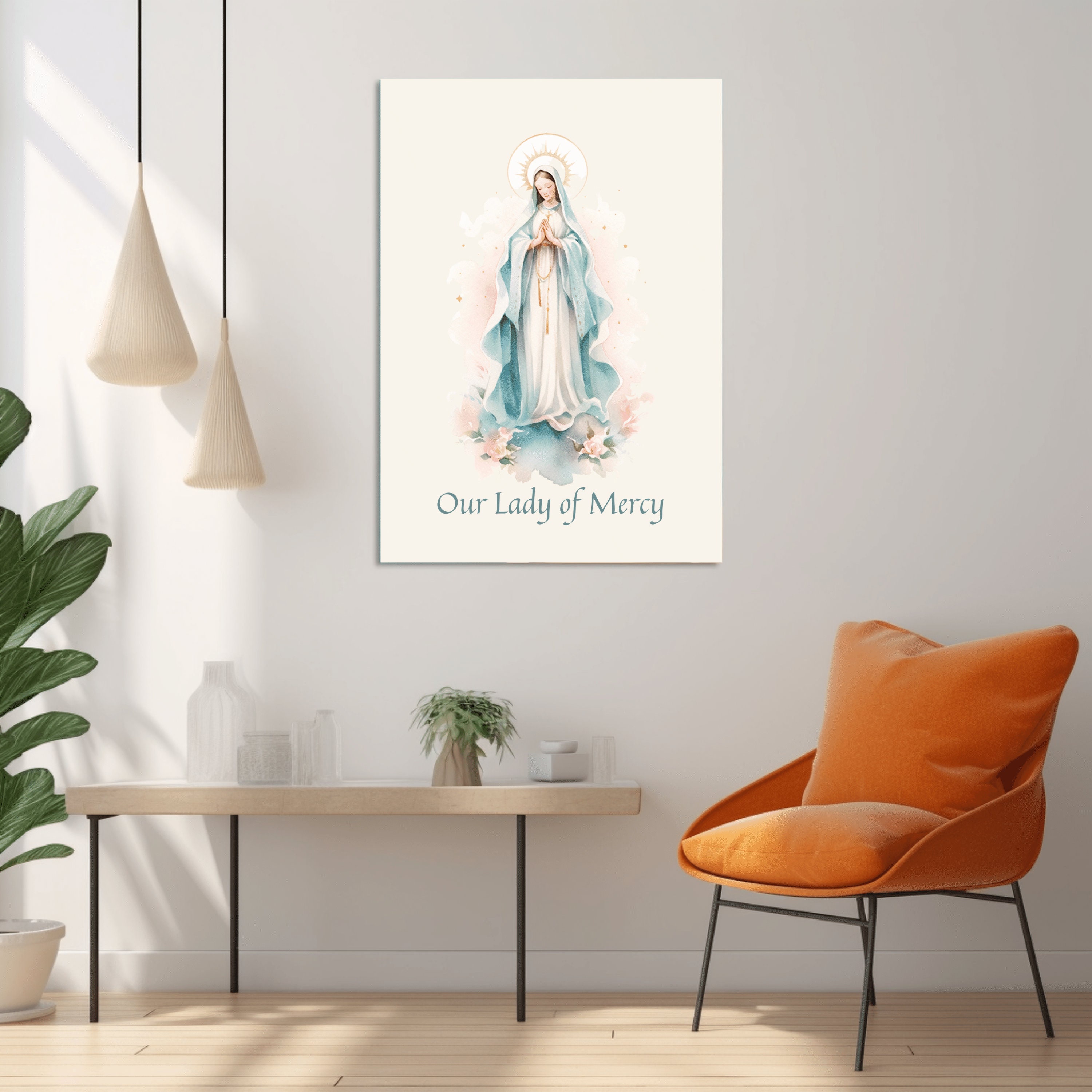 Our Lady of Mercy Modern Christian Art, Blessed Mother of Mercy Divine ...