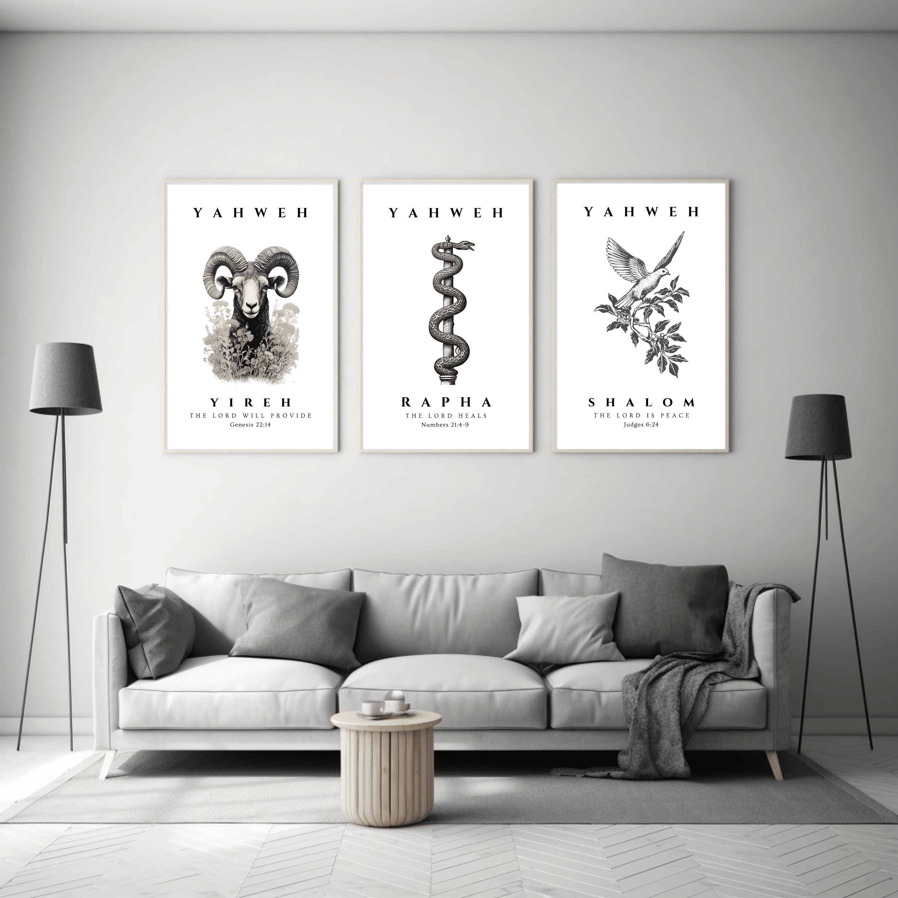 Printable Set of 9 Hebrew Names of God, Nine Piece Titles of Jesus ...