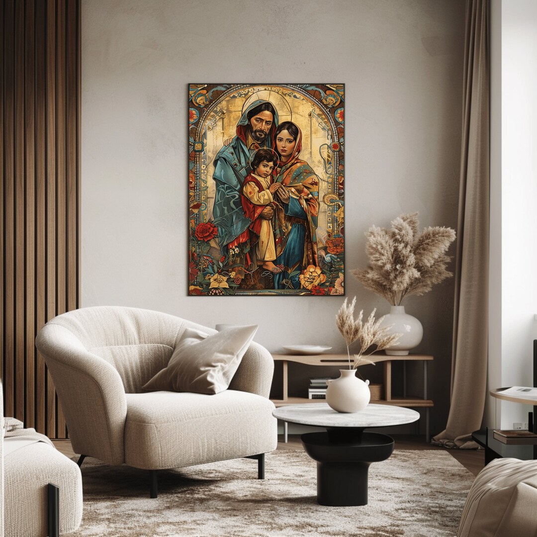 Chicano Holy Family Portrait, Virgin Mary, Saint Joseph, and Child ...