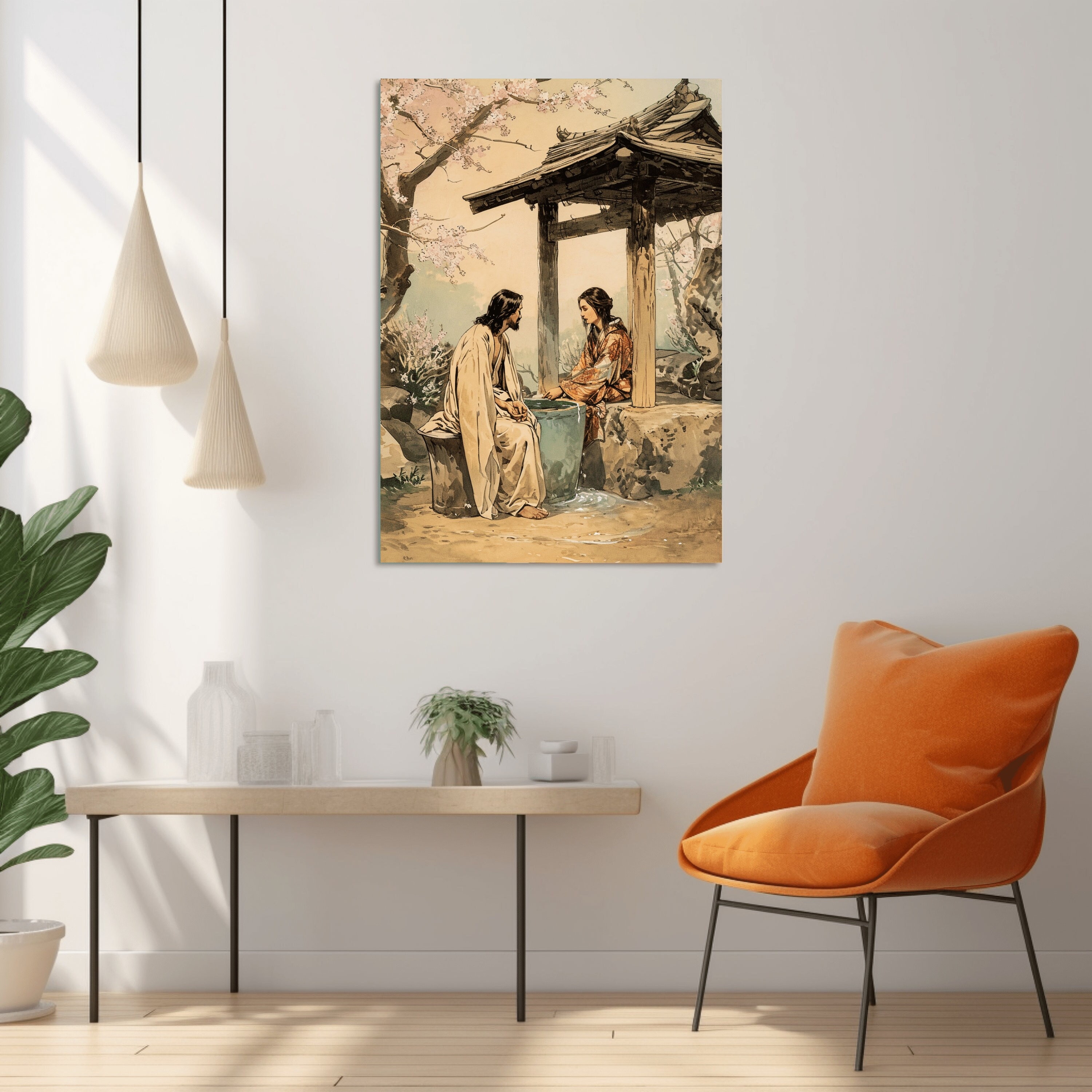 Japanese Jesus and Samaritan Woman at the Well, John 4 Bible Verse ...