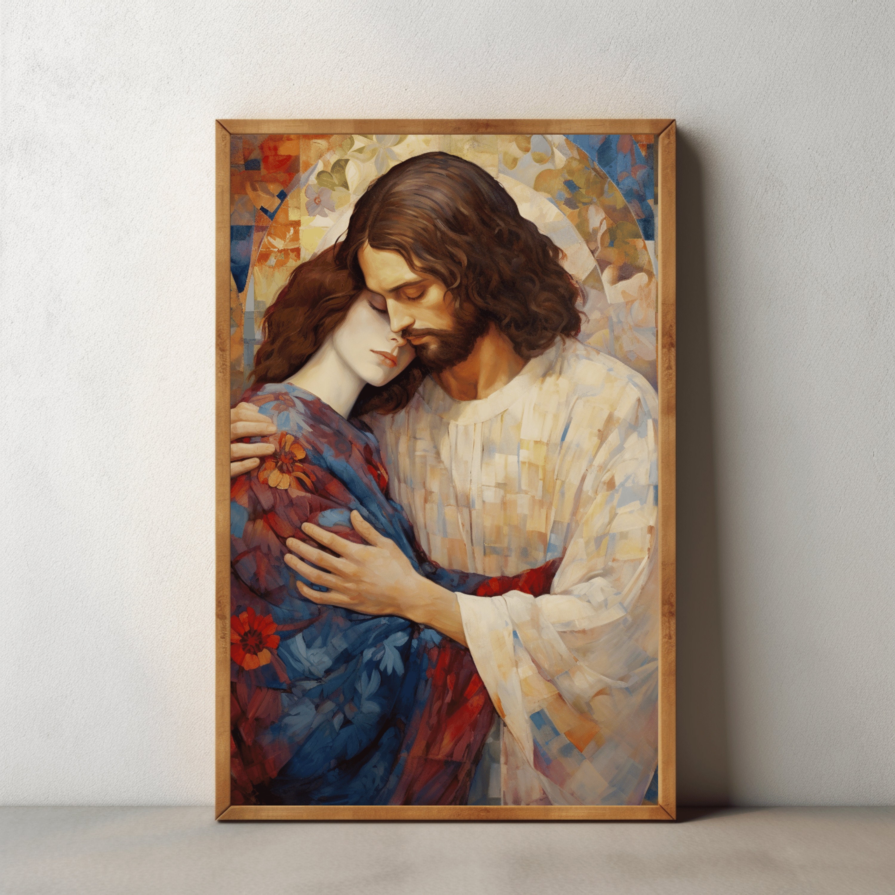 Jesus and Mary Magdalene Spiritual Hug Gustav Klimt Modern Christian ...